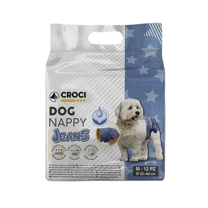 Croci Dog Nappy pelene za pse Jeans M 12 kom - VET.ba pet shop